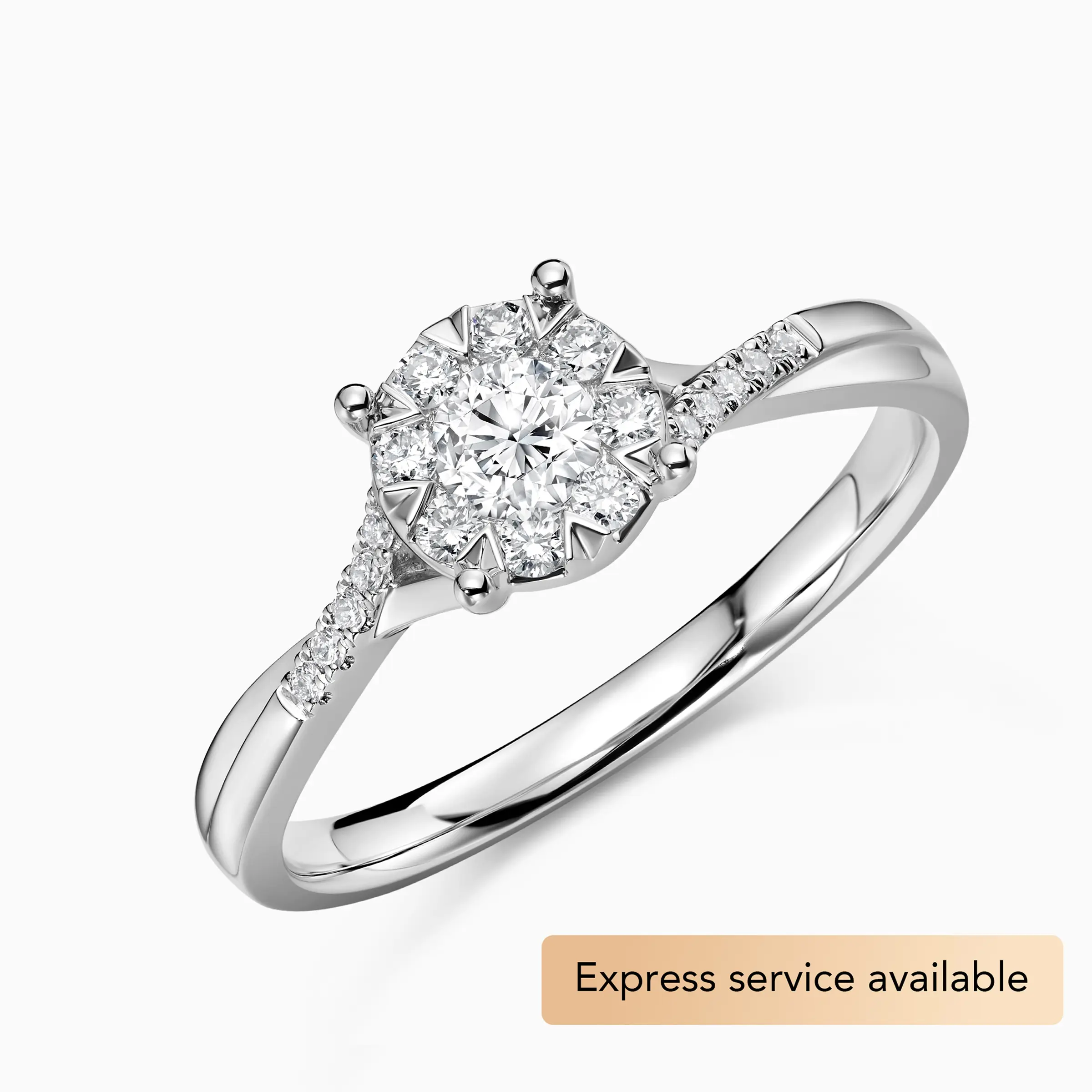 Round Solitaire Pavé Crossing Bypass Engagement Ring - Darry Ring
